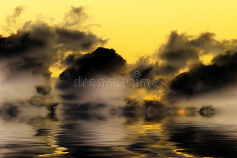 Dramatic Clouds Reflected on Water Stock Photo - Image of fluffy ...
