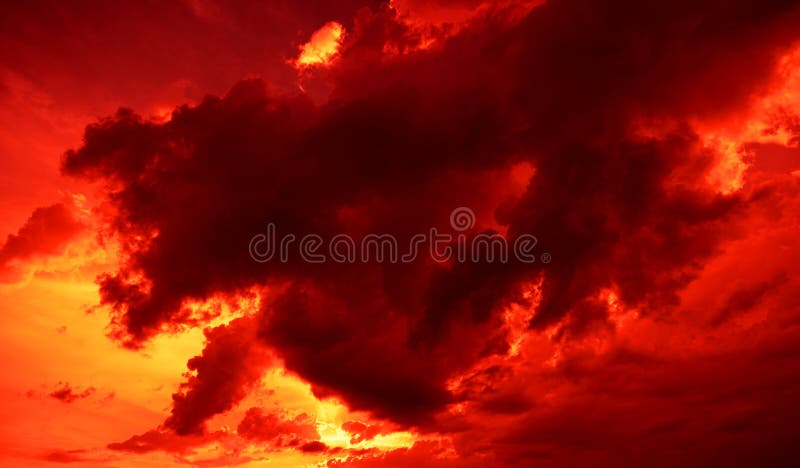 Dramatic Clouds on the Sky in Red Colors Stock Photo - Image of sunset ...