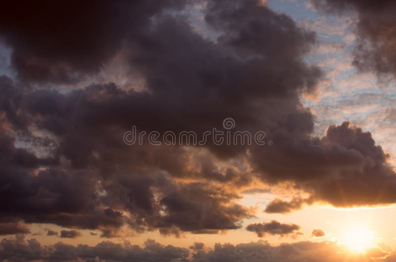 Dramatic Clouds at Sunset before the Rain Storm Stock Image - Image of ...