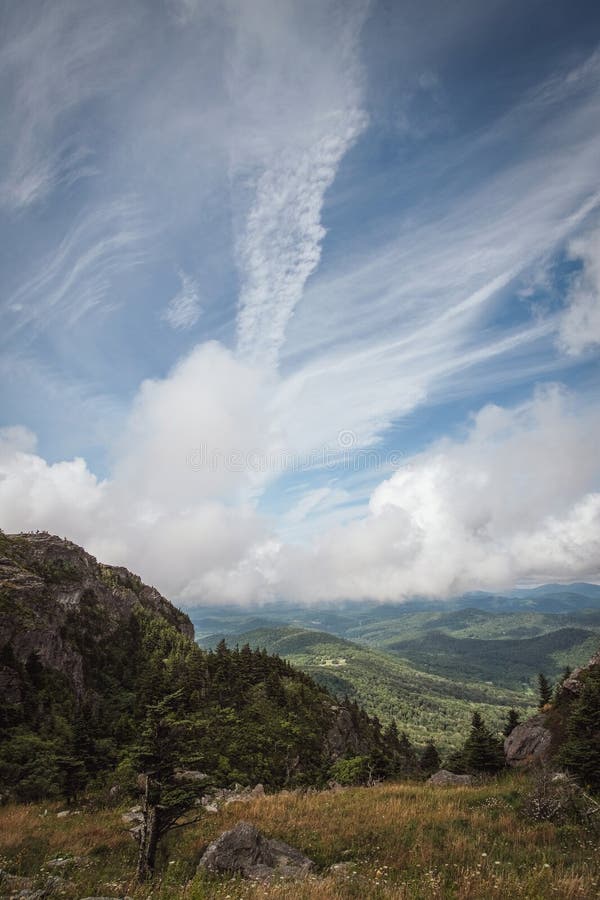 Dramatic Clouds Tower Above Blue Ridge Mountain Rural Environment Stock ...
