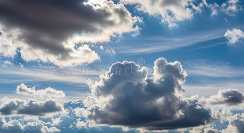 Dramatic Cloudscape: Blue Sky with Gray Cumulus Clouds Stock Photo ...