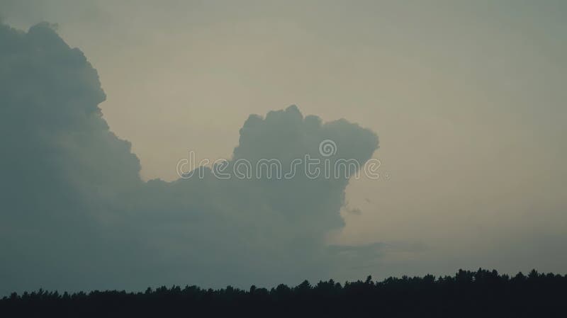Dramatic Cloudscape Over Forest at Sunset, Moody Weather Stock Image ...