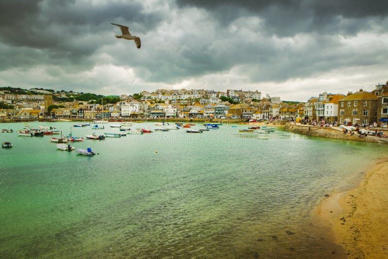 Dramatic Cloudscape and Scenic Panorama of Beach of St Ives Coastal ...