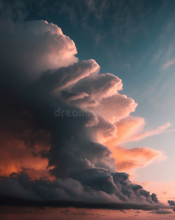 Dramatic Cloudscape with Sunset and Cumulonimbus Clouds Stock Image ...