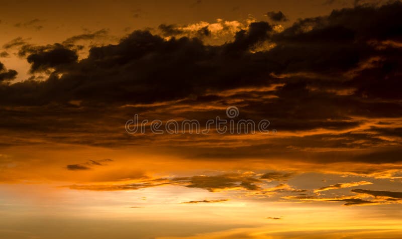 Dramatic Cloudy Golden Sky after the Sunset Stock Photo - Image of ...