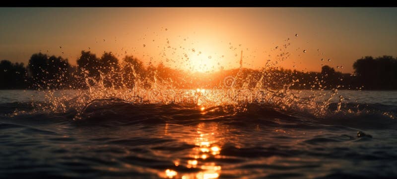 Sunset at Sea ,evening Sea Sun Light Blurred Light ,water Splash Stock ...