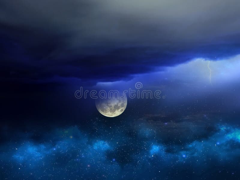 Big Moon on Clear Sky Night Starry Sky Universe Cosmic Cloud Nature ...