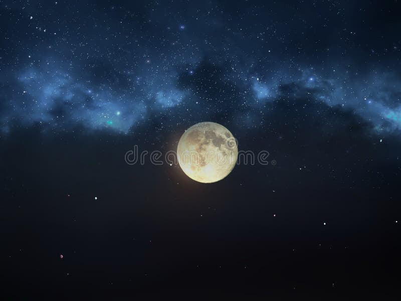 Big Moon on Clear Sky Night Starry Sky Universe Cosmic Cloud Nature ...