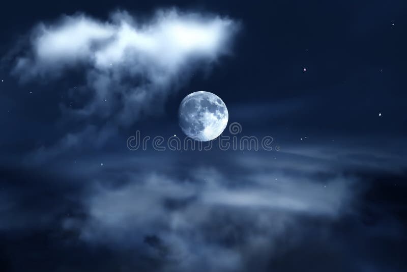Big Moon on Clear Sky Night Starry Sky Universe Cosmic Cloud Nature ...