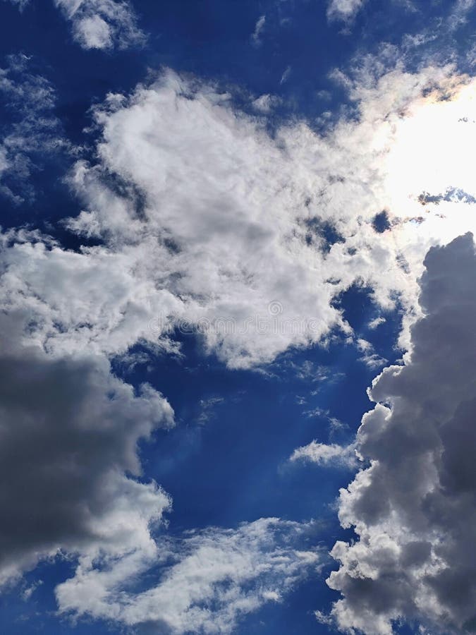 Dramatic Sky with Cumulus Clouds and Sun Rays Stock Image - Image of ...