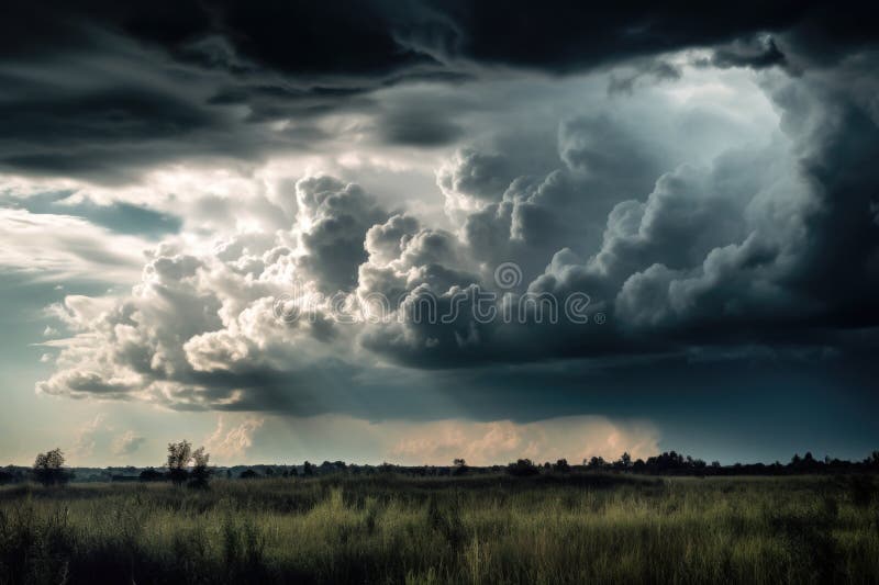 Dramatic Cloudy Sky Landscape Generative Ai Stock Illustration ...