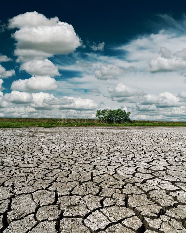 Dramatic Cloudy Sky Over Desert Stock Image - Image of damage, crack ...