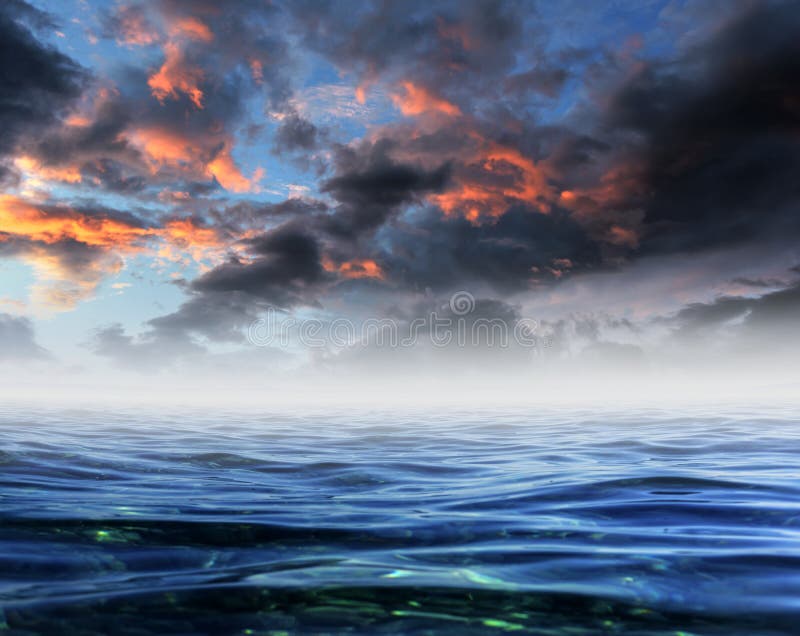 Dramatic Cloudy Sky Over the Sea. Stock Image - Image of light, power ...