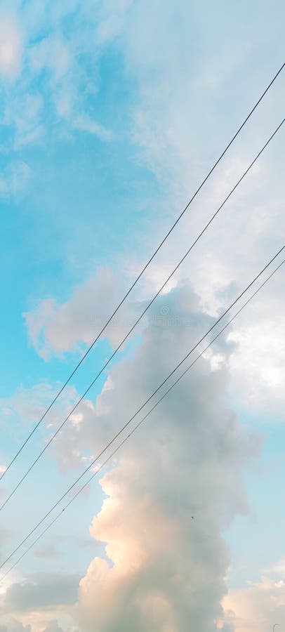 Dramatic Cloudy Sky with Power Lines Stock Image - Image of exhibit ...