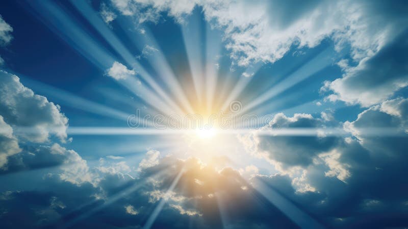 Dramatic Cloudy Sky with Sun Stock Illustration - Illustration of ...
