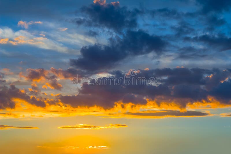 Dramatic Cloudy Sky at the Sunset Stock Image - Image of bright ...