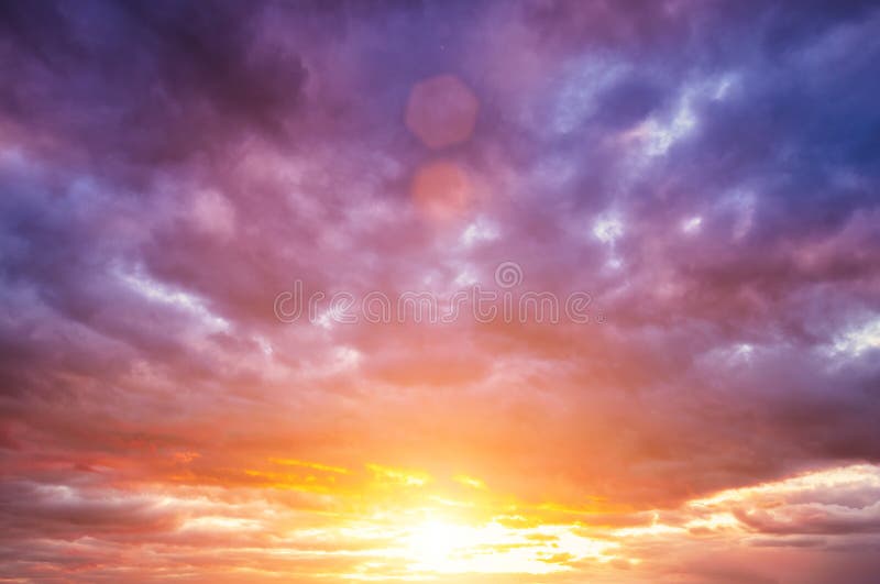 Dramatic Cloudy Sky at Sunset or Sunrise Stock Image - Image of sunray ...