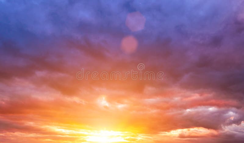 Dramatic Cloudy Sky at Sunset or Sunrise Stock Image - Image of ...