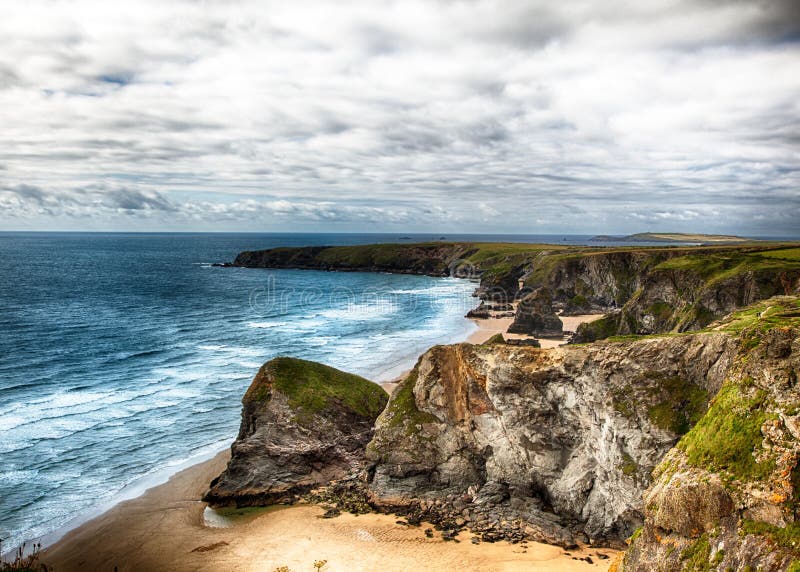 Dramatic Coast Landscape in Cornwall UK Stock Image - Image of rock ...