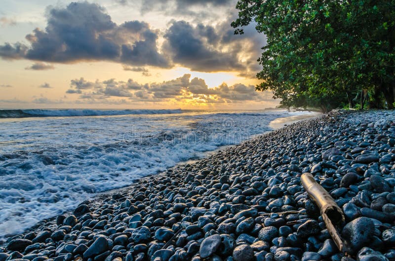 Dramatic Sunset Over Atlantic Ocean with Cloudy Sky at Limbe, Cameroon ...