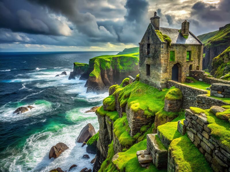 Dramatic Coastal Architecture Rustic Buildings Nestled Against ...