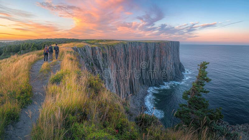 Dramatic Coastal Cliff with a Beautiful Sunset Sky Stock Photo - Image ...