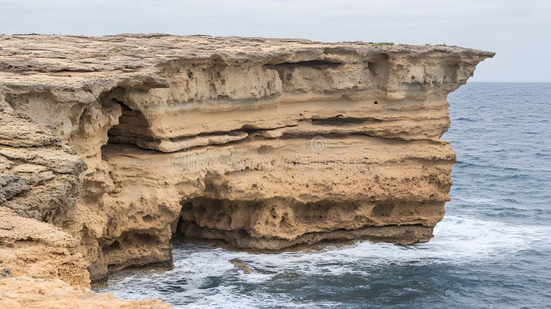 Dramatic Coastal Cliff Face with Caves and Ocean Royalty Free Image ...