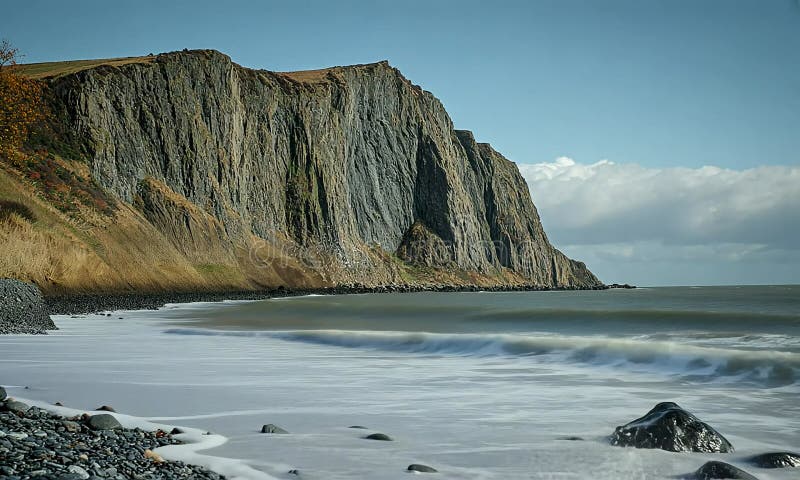 Dramatic Coastal Cliffs Meet the Ocean Stock Video - Video of dramatic ...