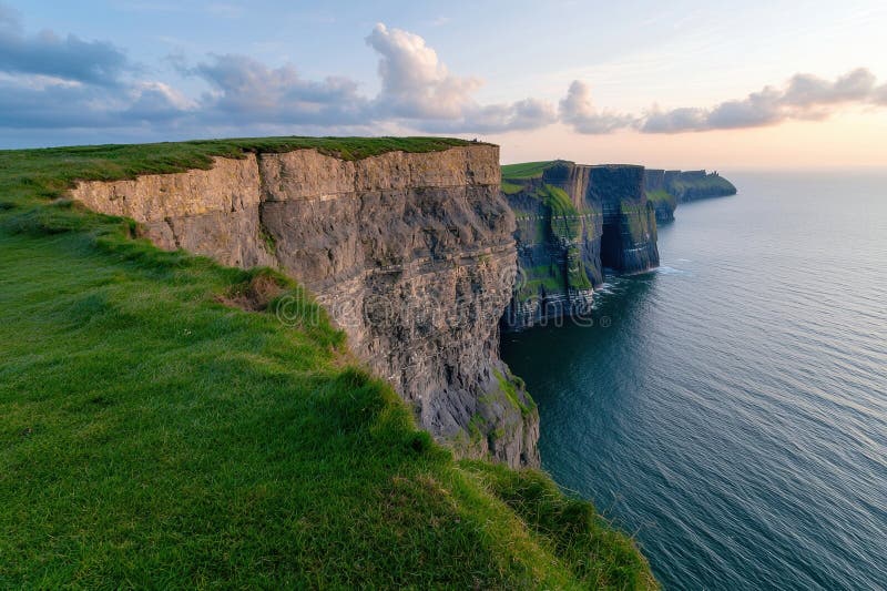 Dramatic Coastal Cliffs Overlooking the Ocean at Sunset Stock ...
