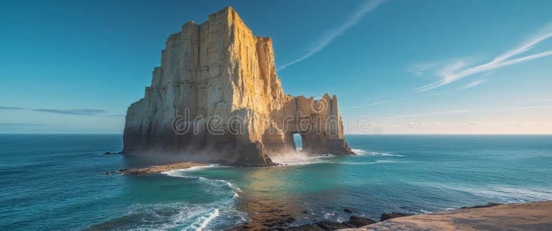 Dramatic Coastal Cliffs with Towering Rock Formation and Ocean View at ...