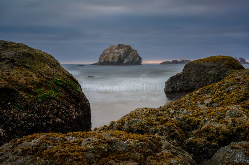 Face Rock in Bandon, Oregon, a Famous Rock Formation. Wide Angle. Stock ...