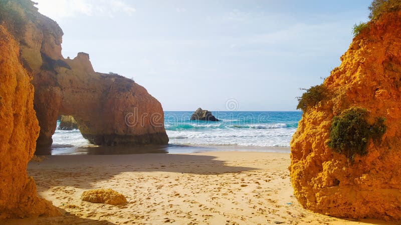 The Dramatic Coastline and Beach at Praia Da Prainha in Portugal Stock ...