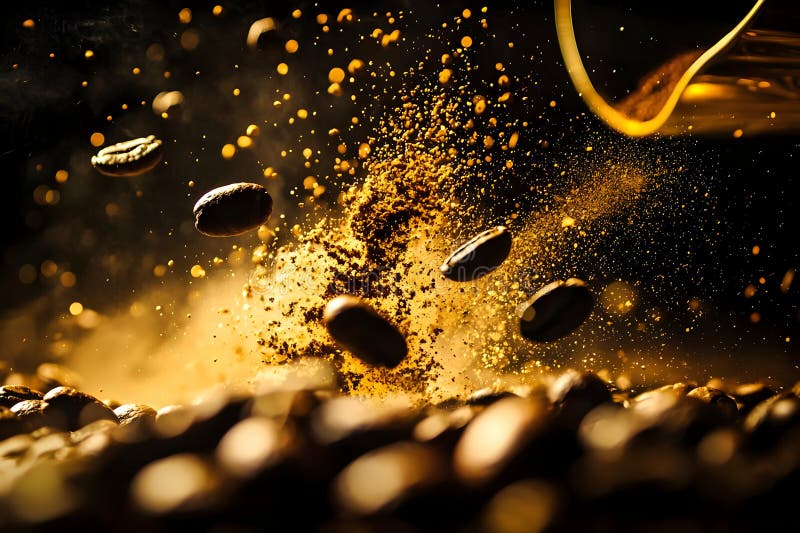 Dramatic Coffee Bean Explosion: Roasted Grounds in Motion Stock Image ...