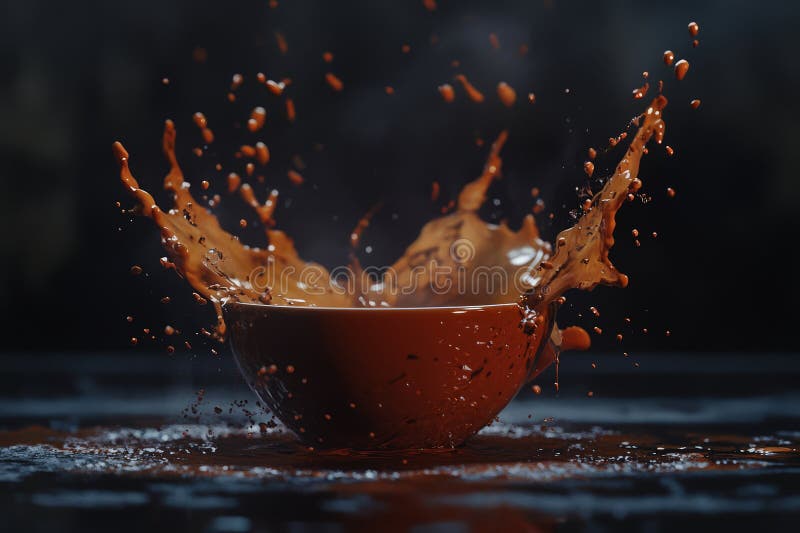 Dramatic Coffee Overflow Art Stock Illustration - Illustration of ...