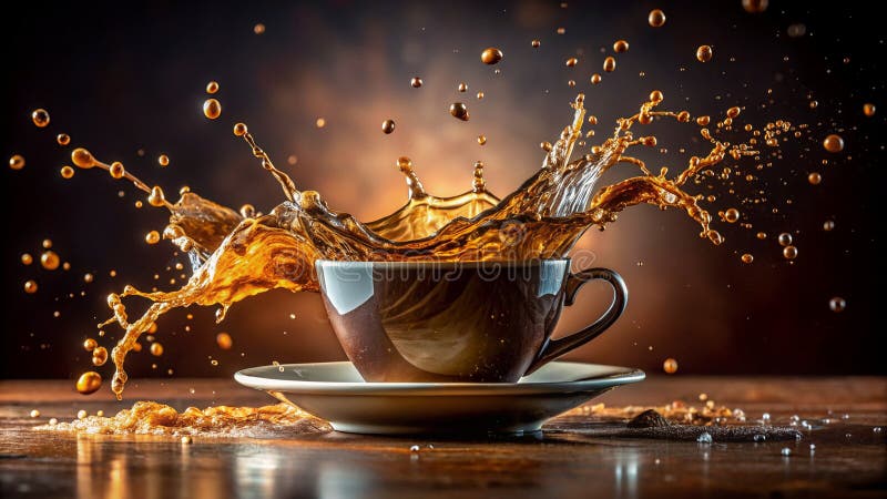 Dramatic Coffee Splash in High Speed Action Generative AI Stock ...