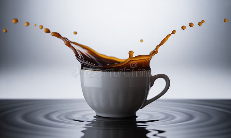 Dramatic Coffee Splash Out of White Mug Against Clean Gradient ...