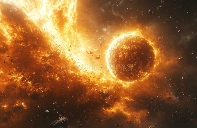 A Dramatic Collision of Two Planets Unleashing Energy and Debris in the ...