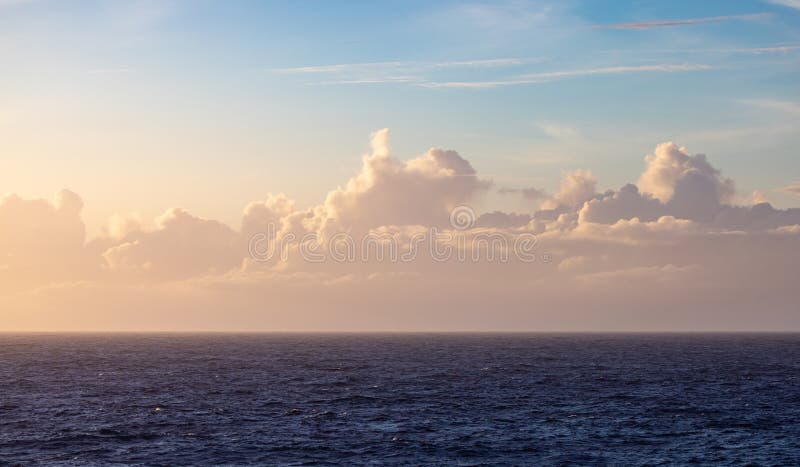Dramatic Colorful Sunset Sky Over North Atlantic Ocean. Cloudscape ...