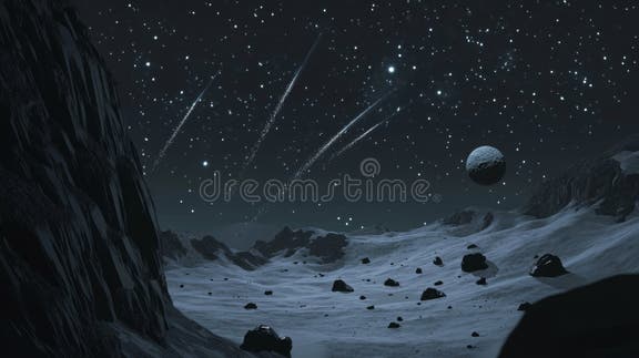 Dramatic Comet and Meteor Rain Scene Symbolizing Apocalyptic Events ...