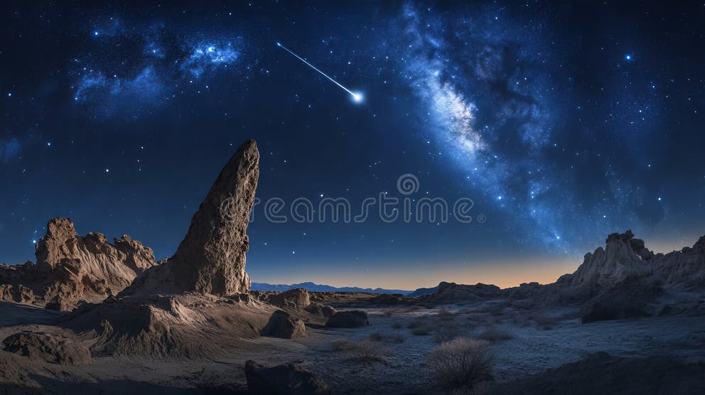 Dramatic Comet and Meteor Shower in Starry Sky, Symbolizing the End of ...