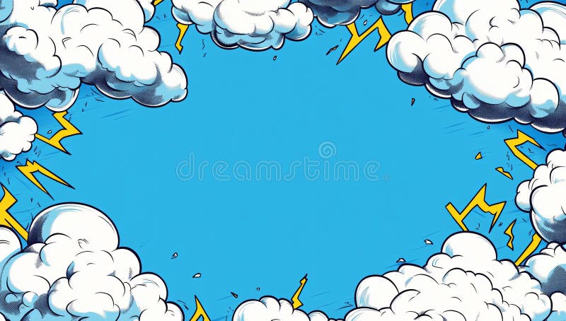 Dramatic Comic Book Clouds and Lightning Storm High Quality Image Stock ...