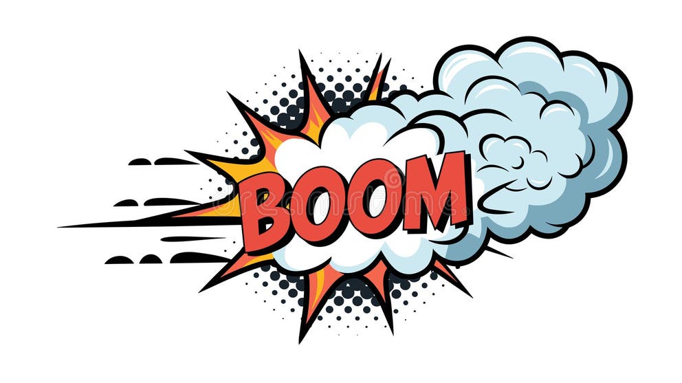 Dramatic Comic Style Boom Illustration with Exaggerated Explosion and ...
