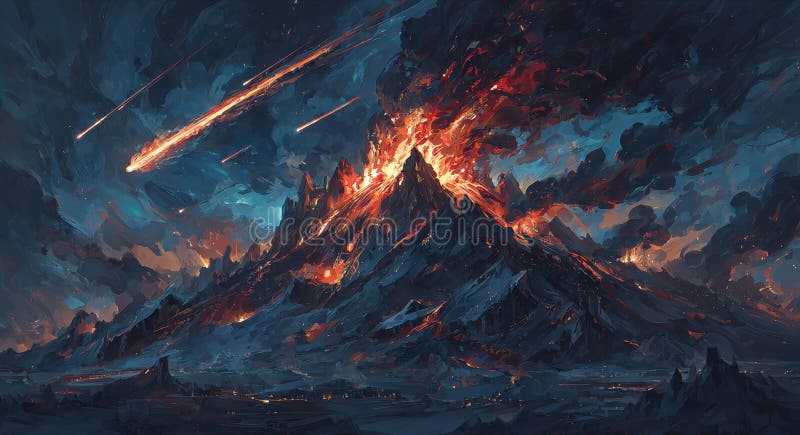 A Dramatic Composite Image Combining a Volcanic Eruption with a Meteor ...