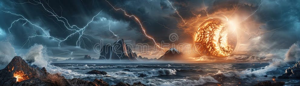 Dramatic Composite Scenes of Natural Disasters and Phenomena Stock ...