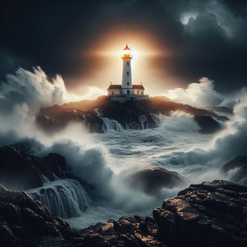 A Dramatic Photo Showcases a Lone Lighthouse Against a Stormy Coastal ...