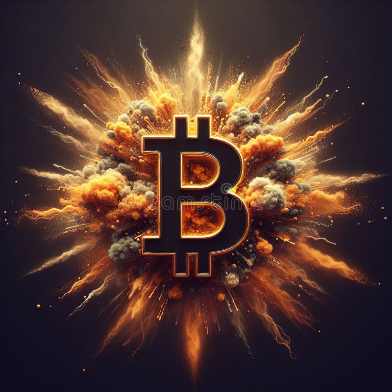 Bitcoin Explosion Concept stock photo. Image of dramatic - 319569806
