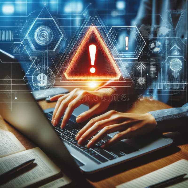 Cyber Security Alert on Laptop Stock Photo - Image of phishing ...