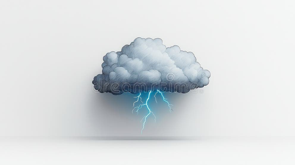 Dramatic Conceptual Illustration of Storm Cloud with Lightning Against ...