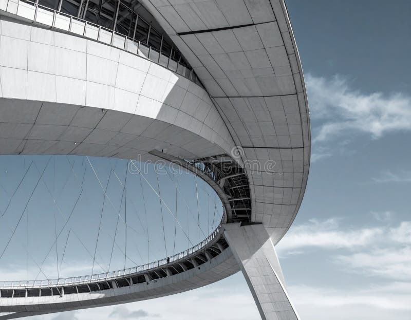 Dramatic Concrete Bridge with Curved Design Stock Illustration ...