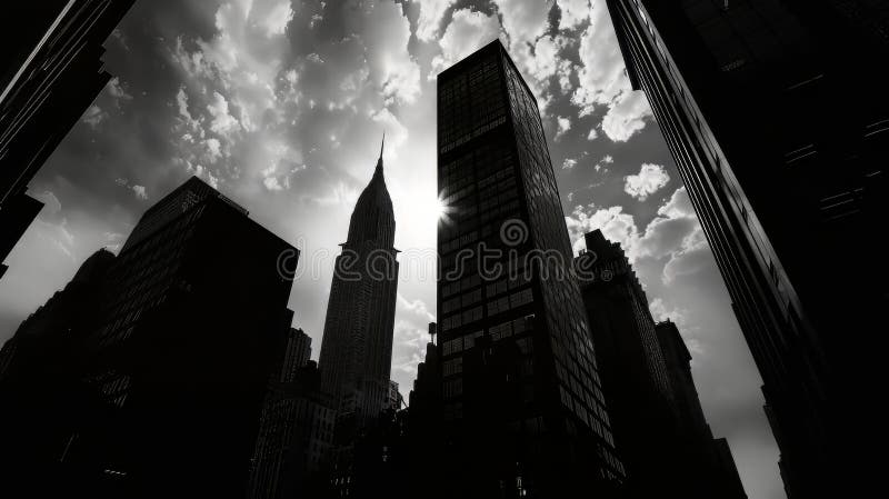 Dramatic Contrast of Buildings in Striking Silhouette Stock ...